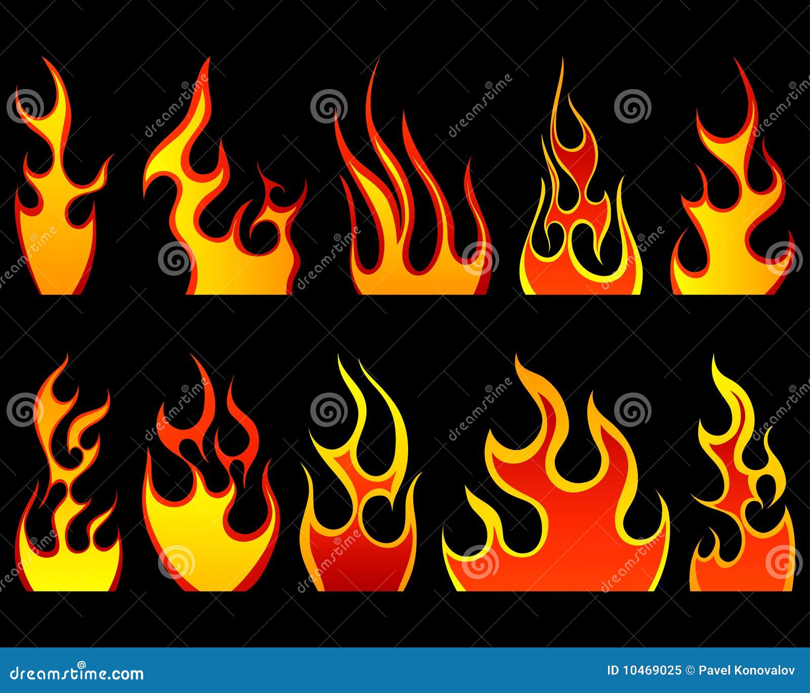 Fire patterns set stock vector. Illustration of element - 10469025