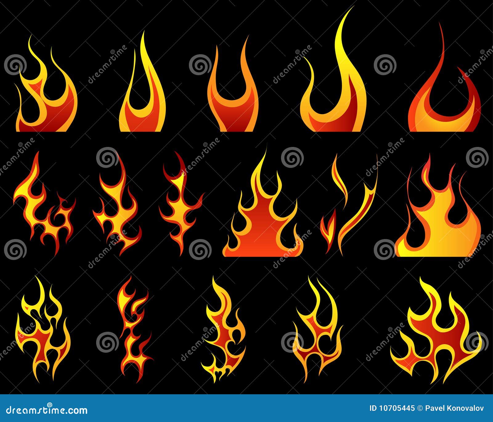 Fire patterns set stock vector. Illustration of element - 10705445