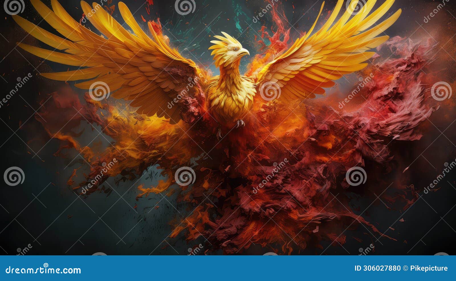 Fire phoenix ashes stock illustration. Illustration of bird - 306027880