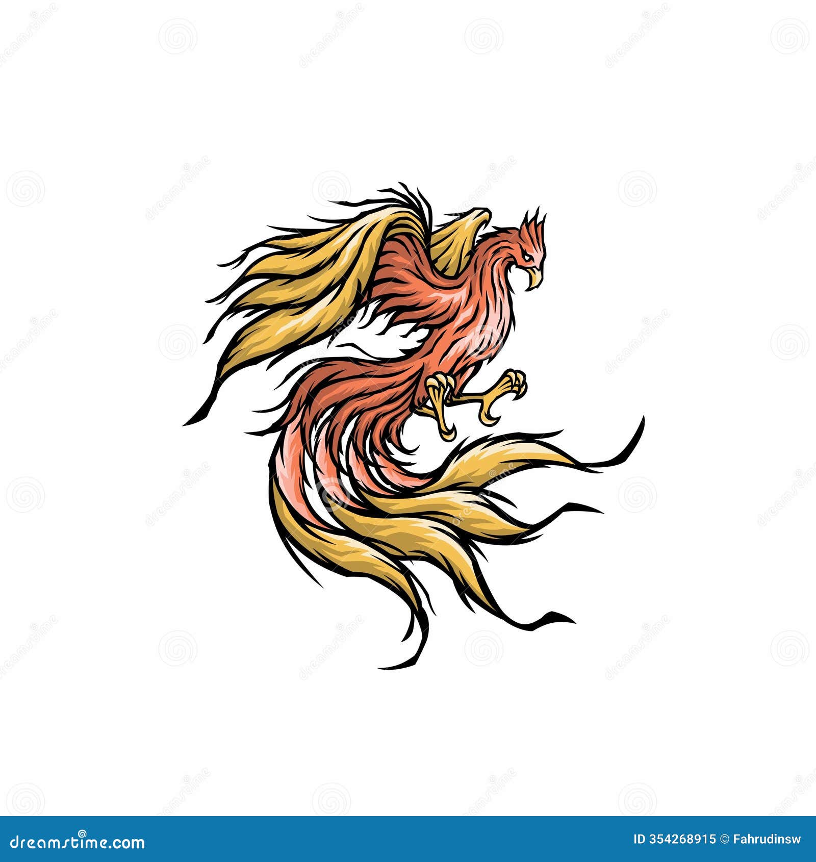 Fire phoenix stock illustration. Illustration of wing - 354268915