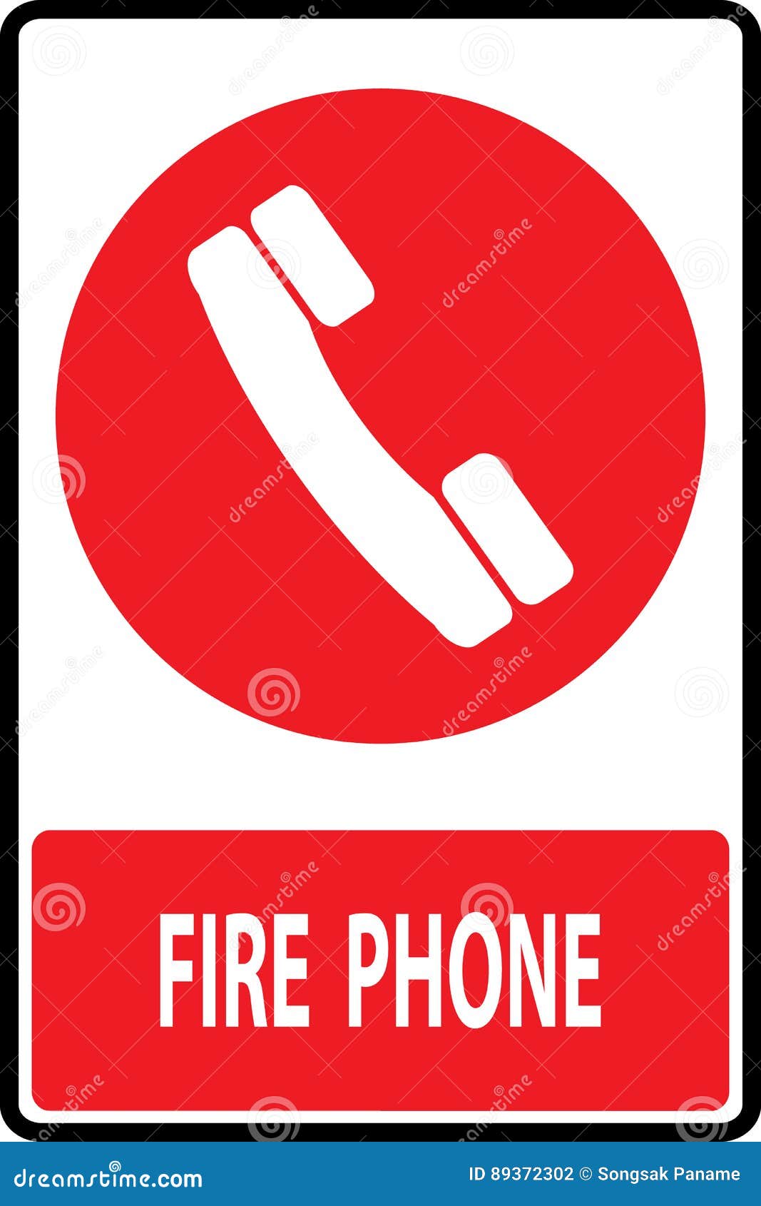 Fire phone emergency sign stock vector. Illustration of rescue - 89372302