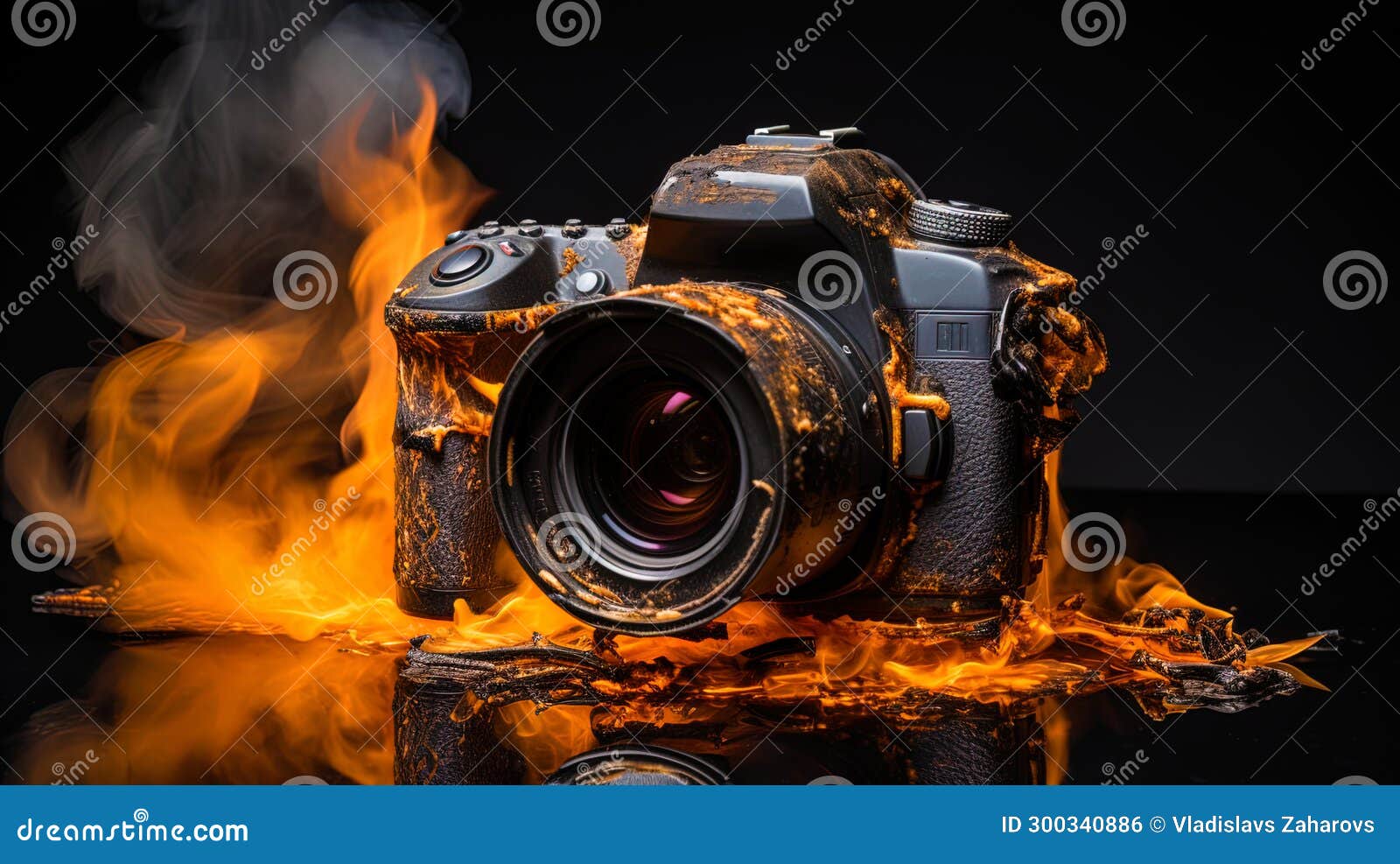 Fire in a Photo Laboratory, a Burned Camera Stock Illustration ...
