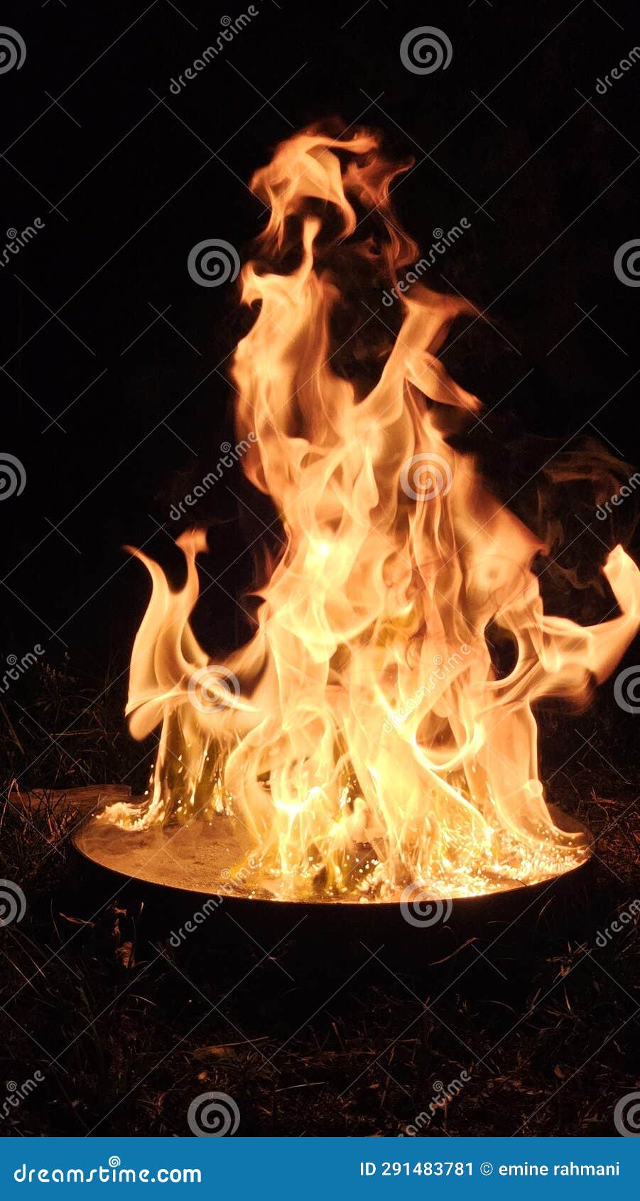 Fire for Picture Night Outside Grill Stock Image - Image of grill ...
