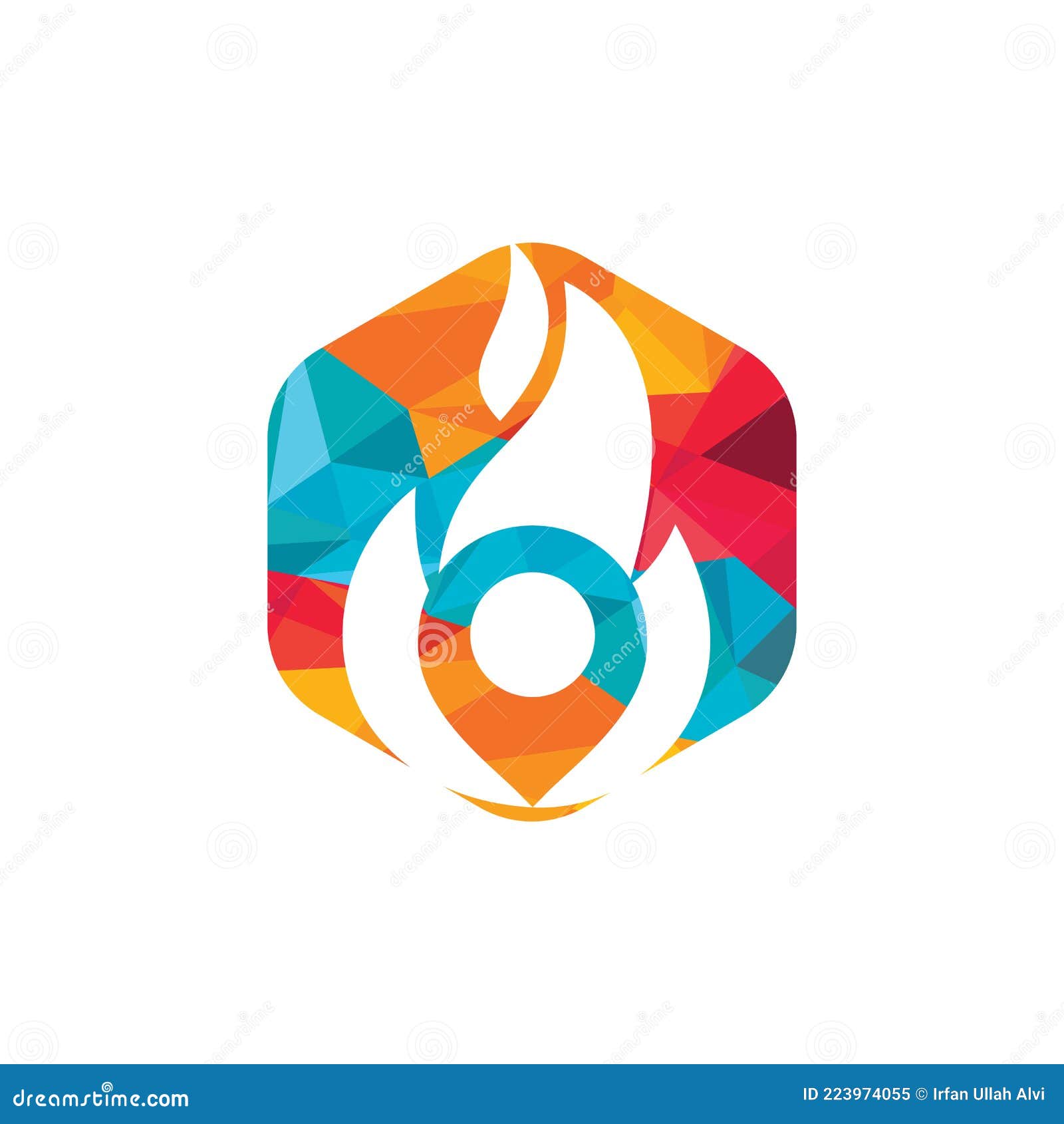 Fire Pin Point Vector Logo Design Template. Stock Vector - Illustration ...