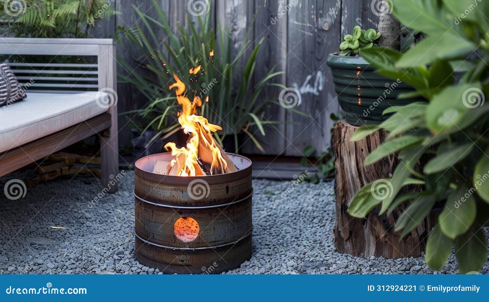 Fire Pit with Bench in Background Stock Image - Image of nature ...
