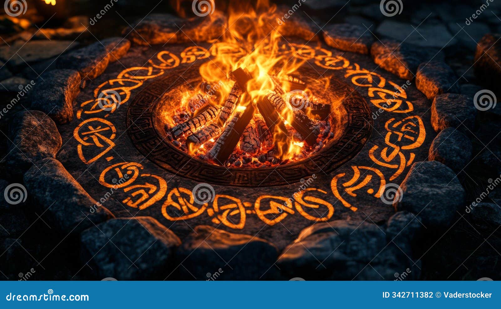 Fire Pit with Celtic Knotwork Design Stock Illustration - Illustration ...