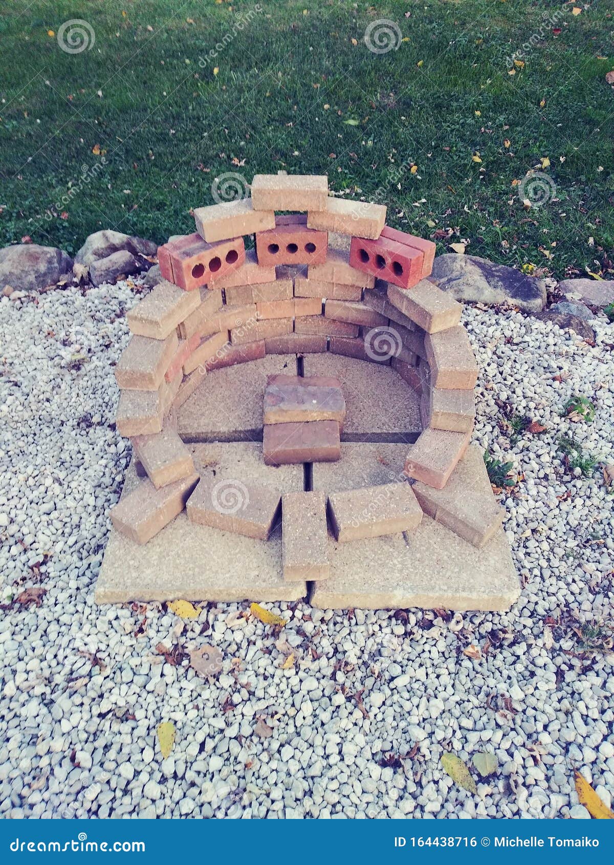 Fire Pit Concept. Bricks Stacked Arranged in a Circular Shape Four ...
