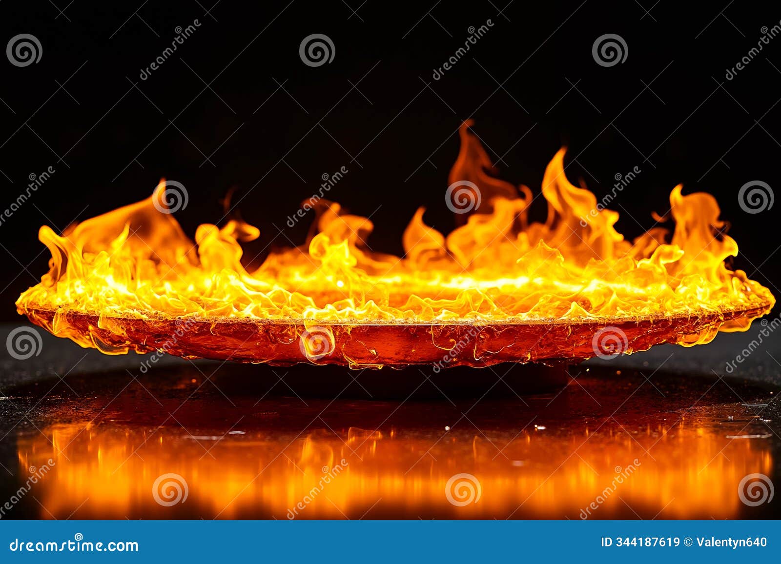 A Fire Pit with Flames on a Black Background Stock Illustration ...