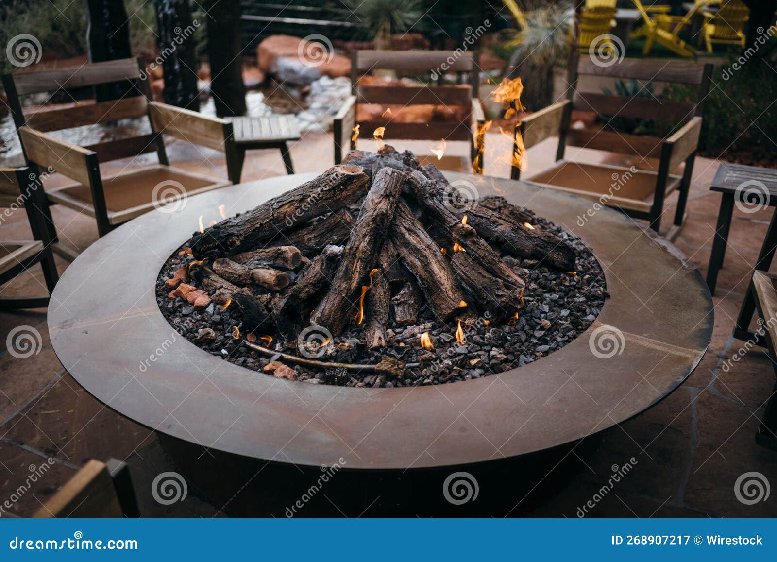 Fire pit at a resort stock image. Image of business - 268907217
