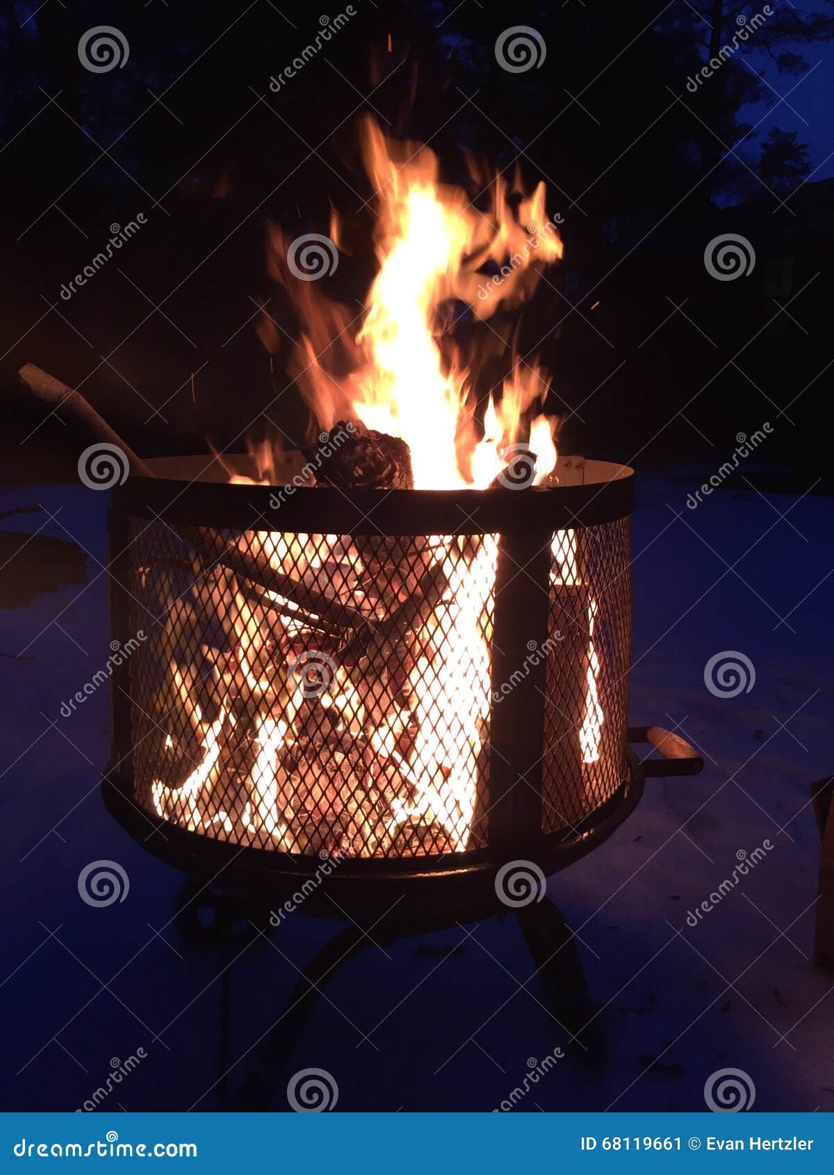 Fire pit stock image. Image of fire, winter, snow, night - 68119661