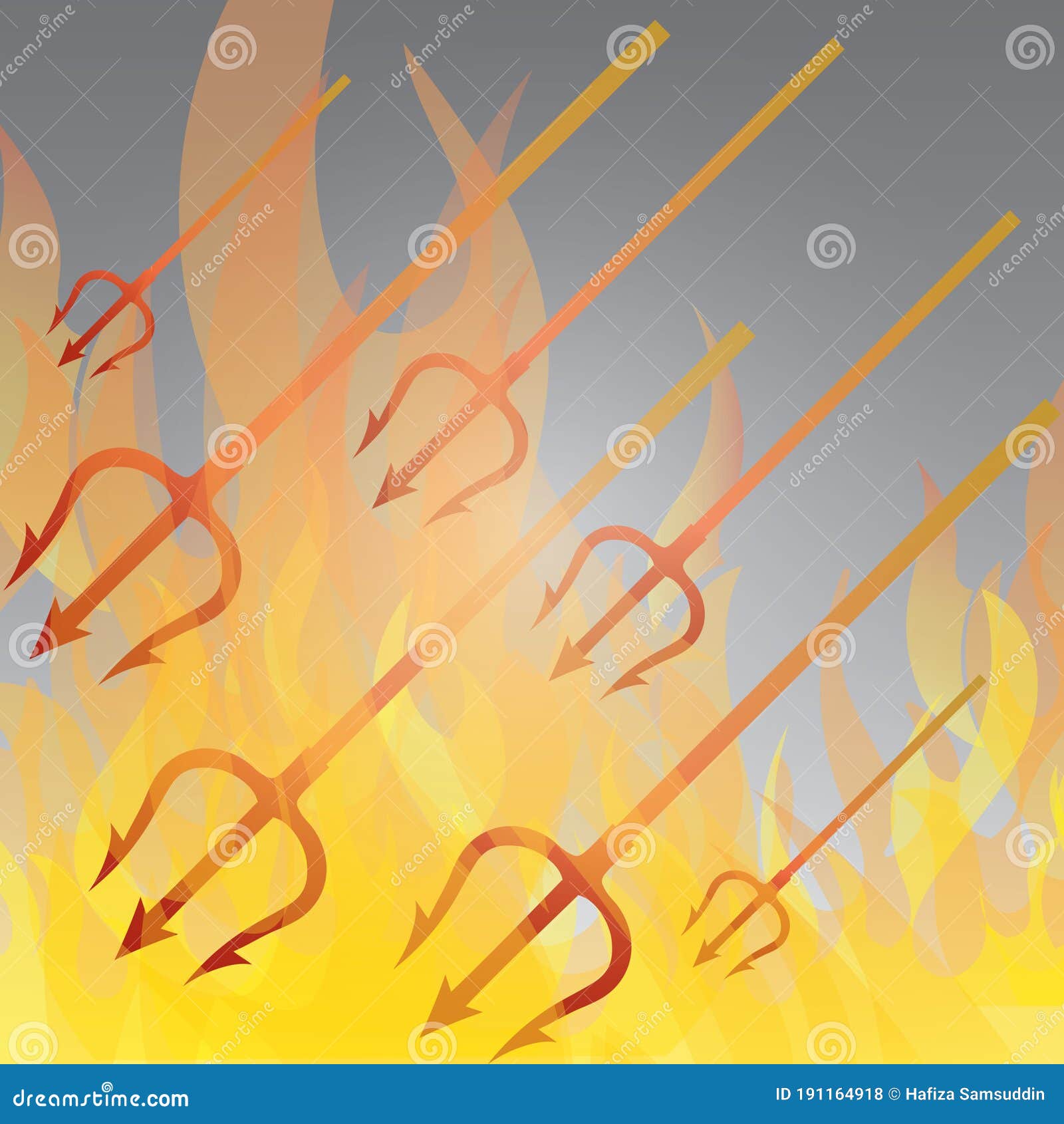 Fire with Pitchfork. Vector Illustration Decorative Design Stock Vector ...