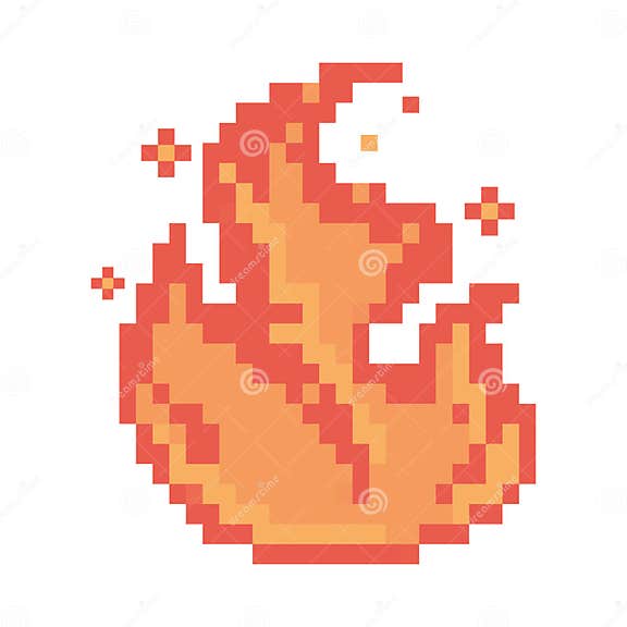 Fire pixel art stock vector. Illustration of burn, spark - 255460400