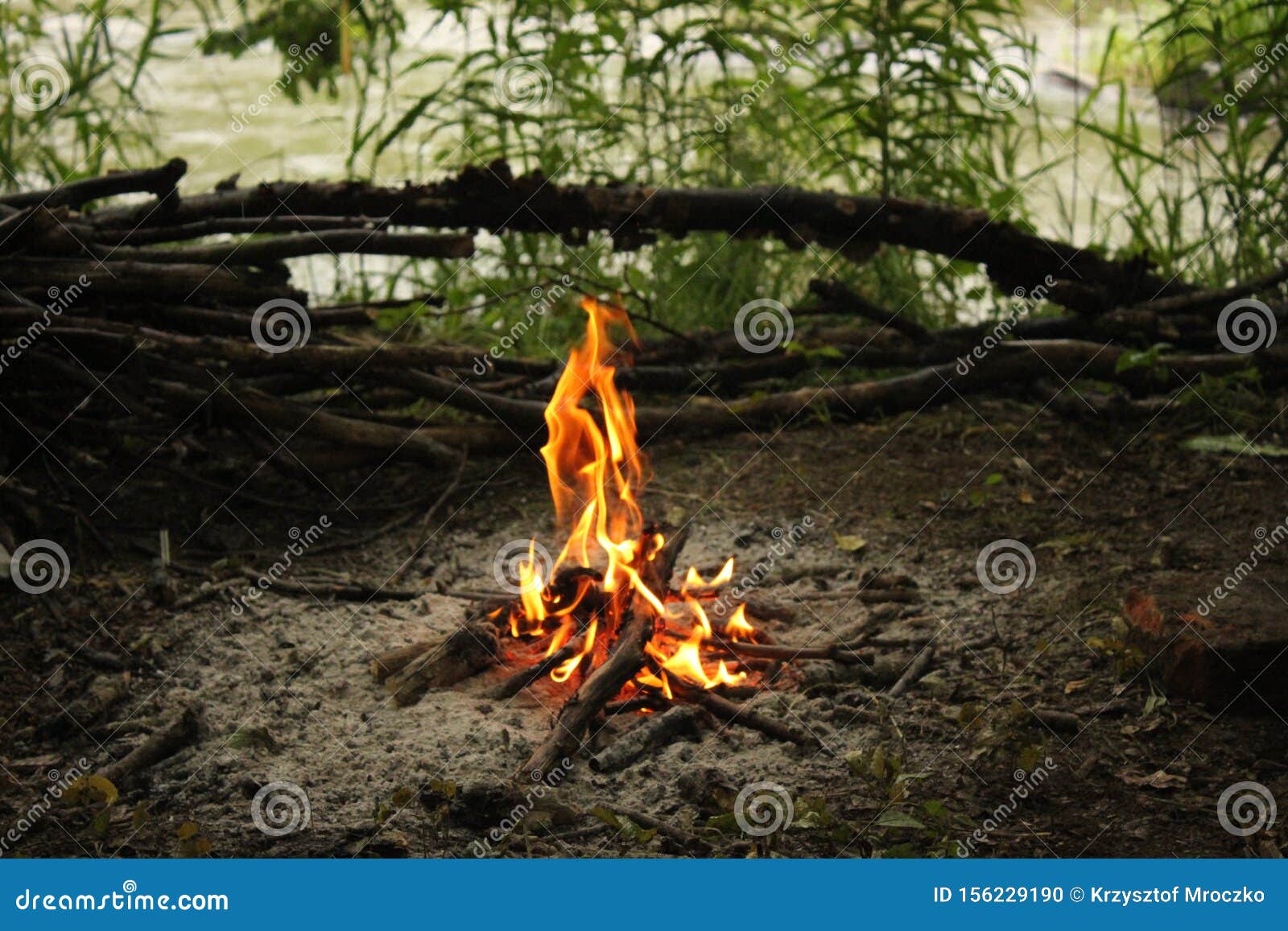 Fire Place on the River Bank Stock Photo - Image of fire, river: 156229190