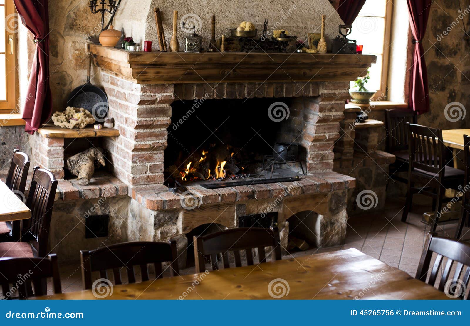 Fire-place stock photo. Image of fire, hearth, room, restaurant - 45265756
