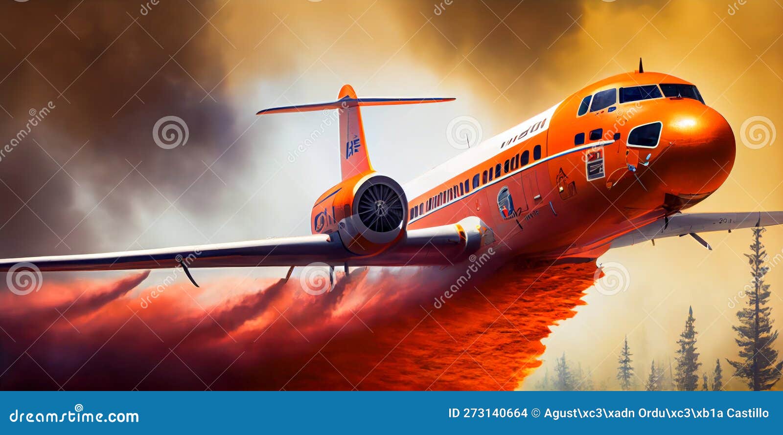 Fire Plane Dropping Water on a Forest Fire. Ia Generative. Stock ...