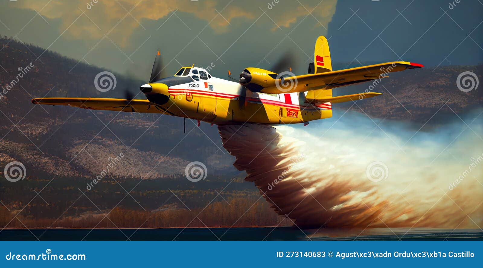 Fire Plane Dropping Water on a Forest Fire. Ia Generative. Stock ...