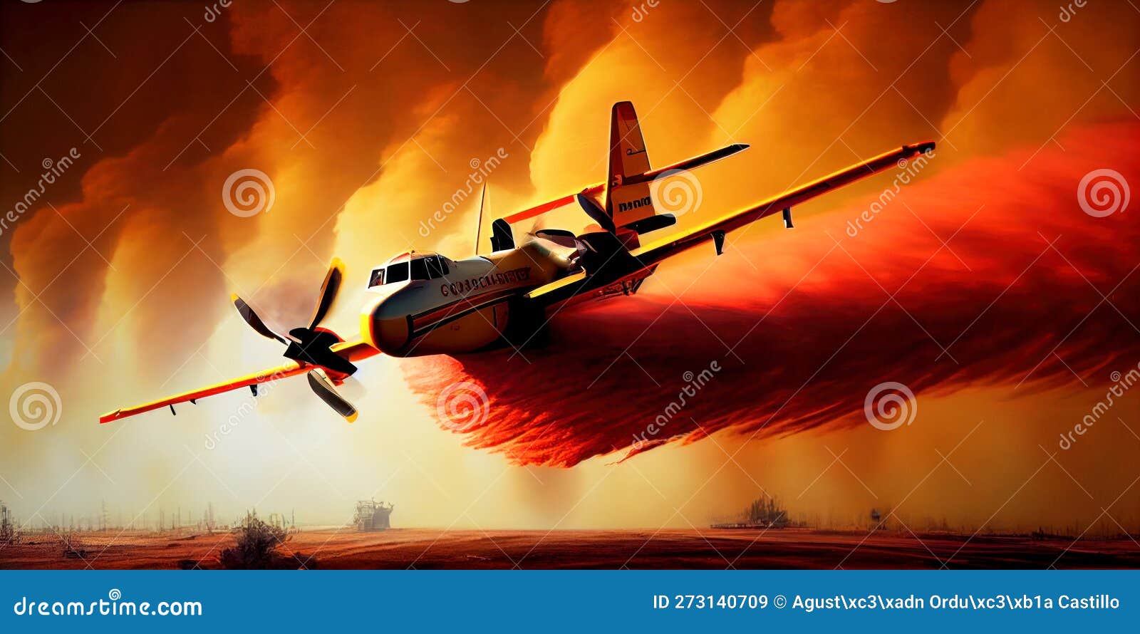 Fire Plane Dropping Water on a Forest Fire. Ia Generative. Stock ...