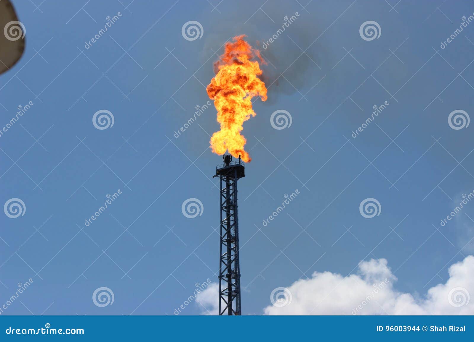 Fire on the Platform Riser stock photo. Image of blue - 96003944