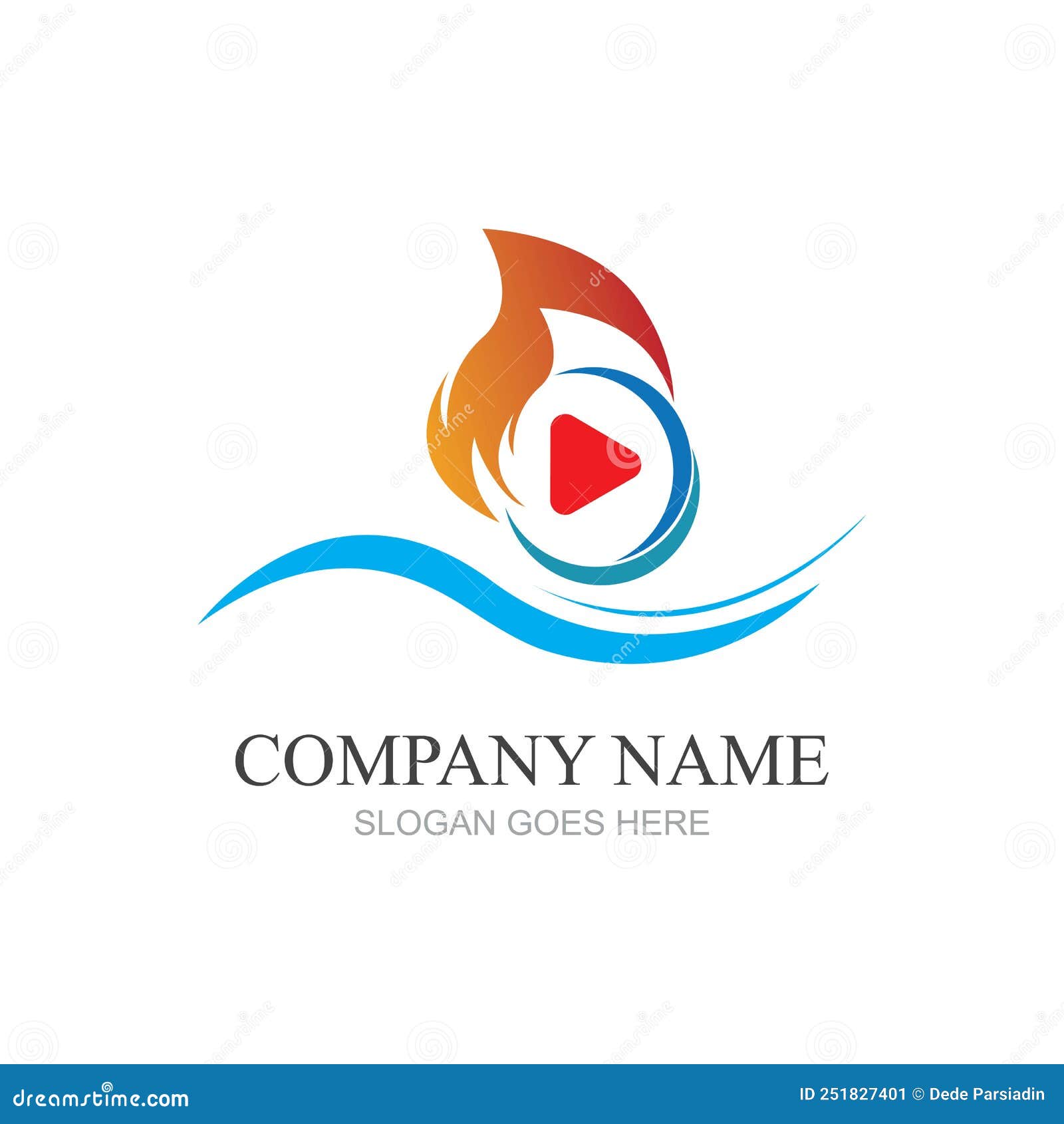 Fire and Play Button Logo Design Template Stock Vector - Illustration ...