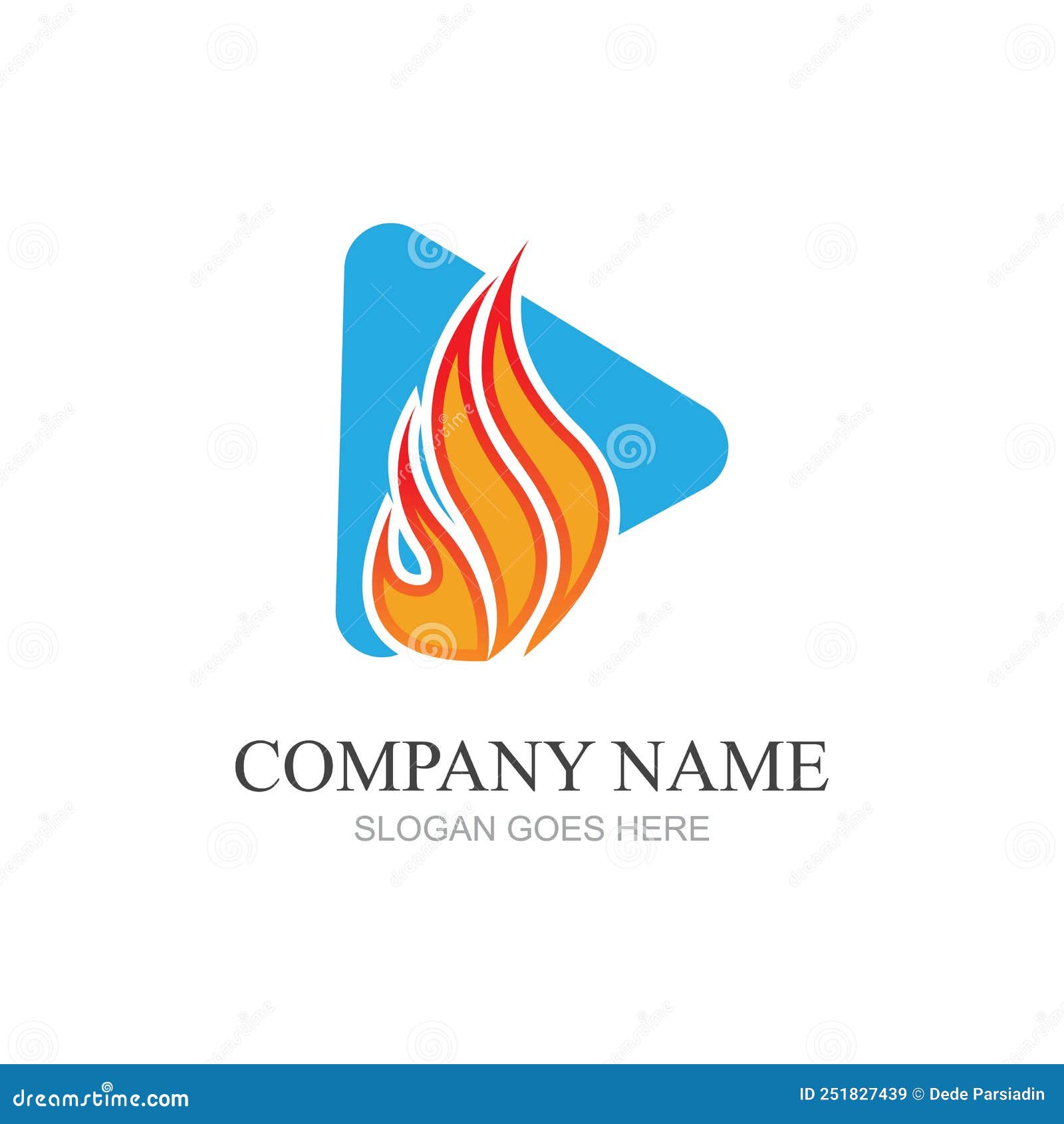 Fire and Play Button Logo Design Template Stock Vector - Illustration ...