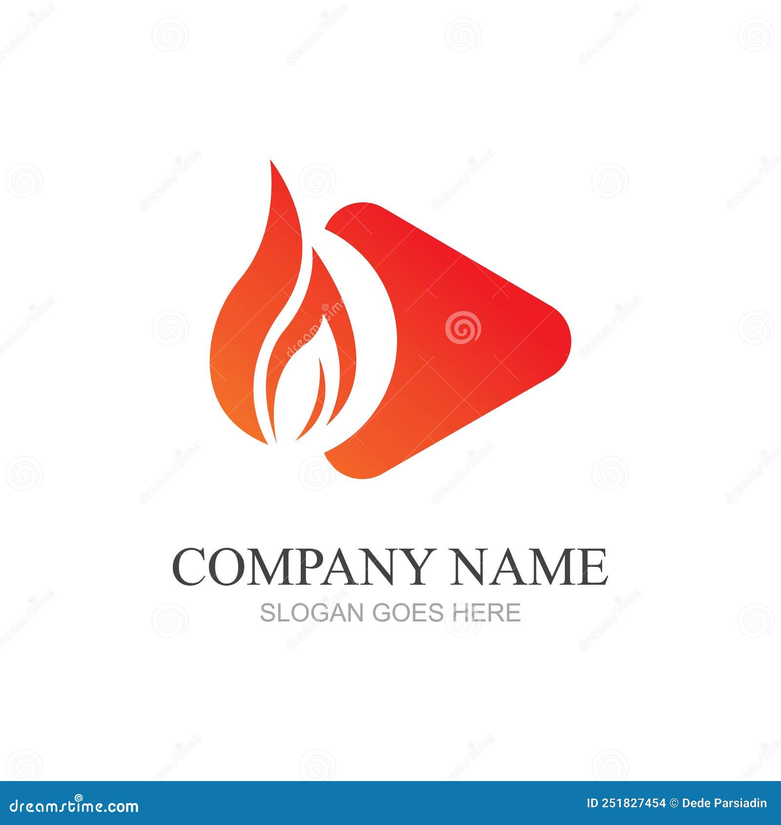 Fire and Play Button Logo Design Template Stock Vector - Illustration ...