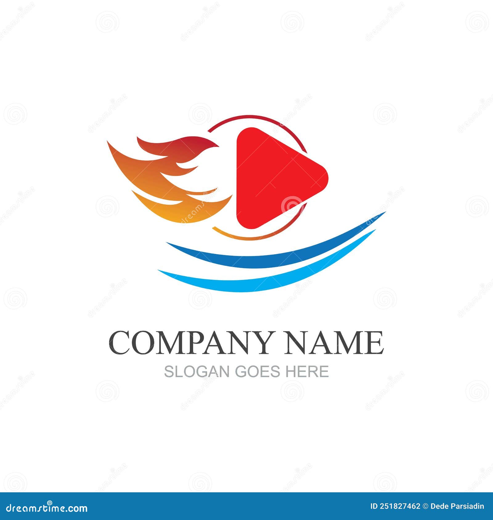 Fire and Play Button Logo Design Template Stock Vector - Illustration ...