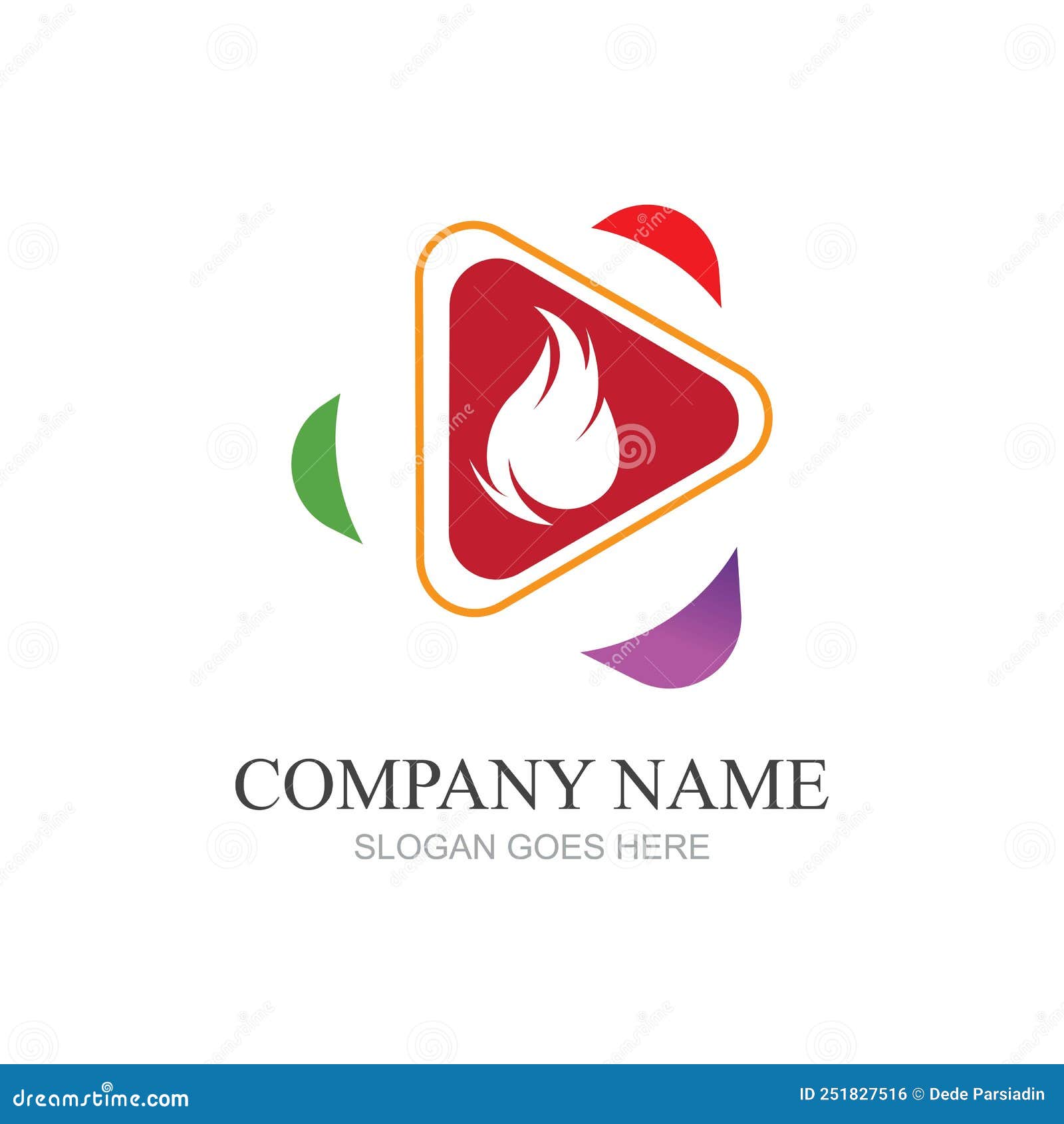 Fire and Play Button Logo Design Template Stock Vector - Illustration ...