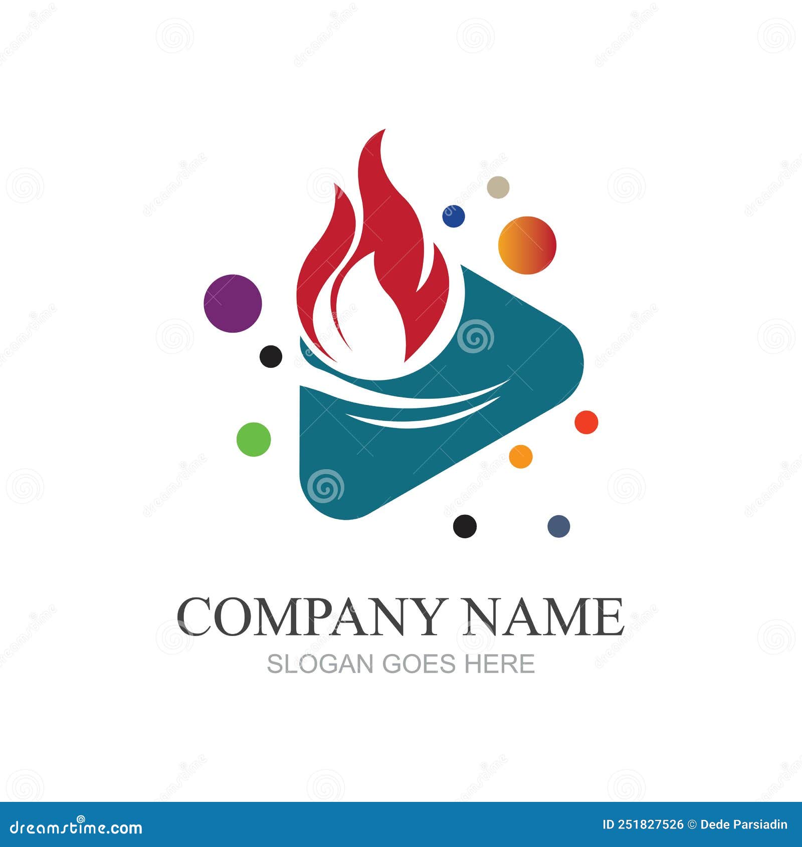 Fire and Play Button Logo Design Template Stock Vector - Illustration ...