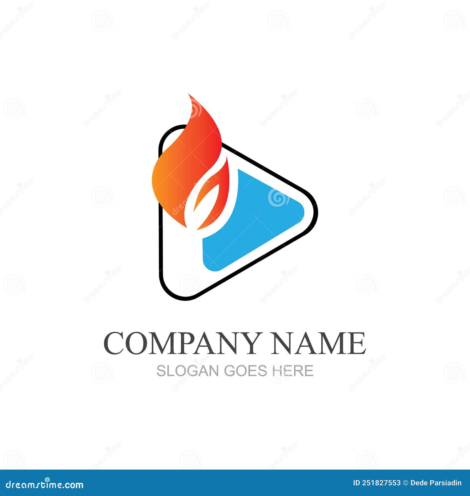 Fire and Play Button Logo Design Template Stock Vector - Illustration ...