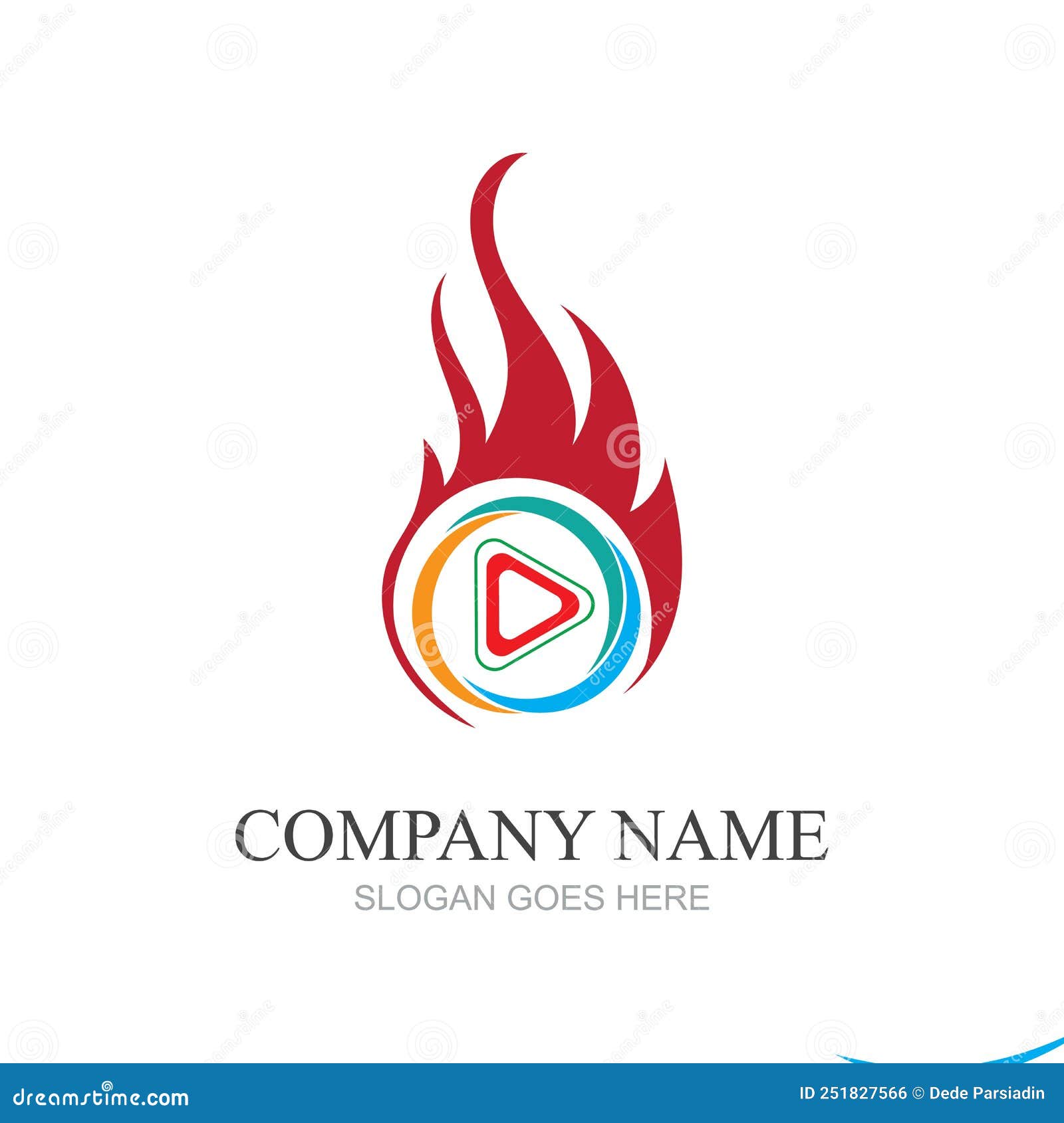 Fire and Play Button Logo Design Template Stock Vector - Illustration ...