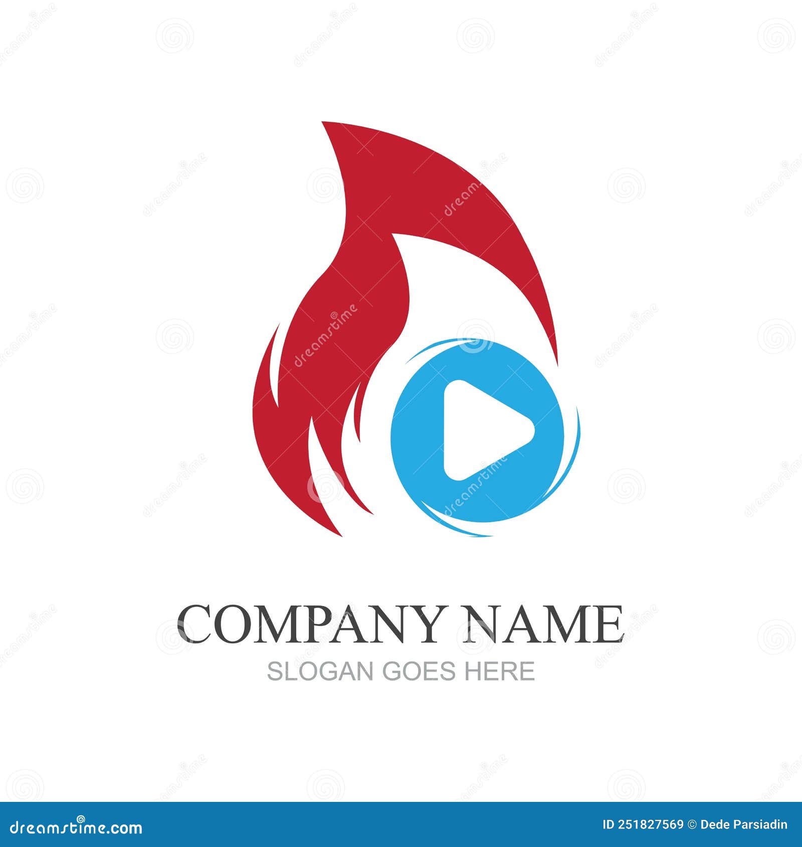 Fire and Play Button Logo Design Template Stock Vector - Illustration ...