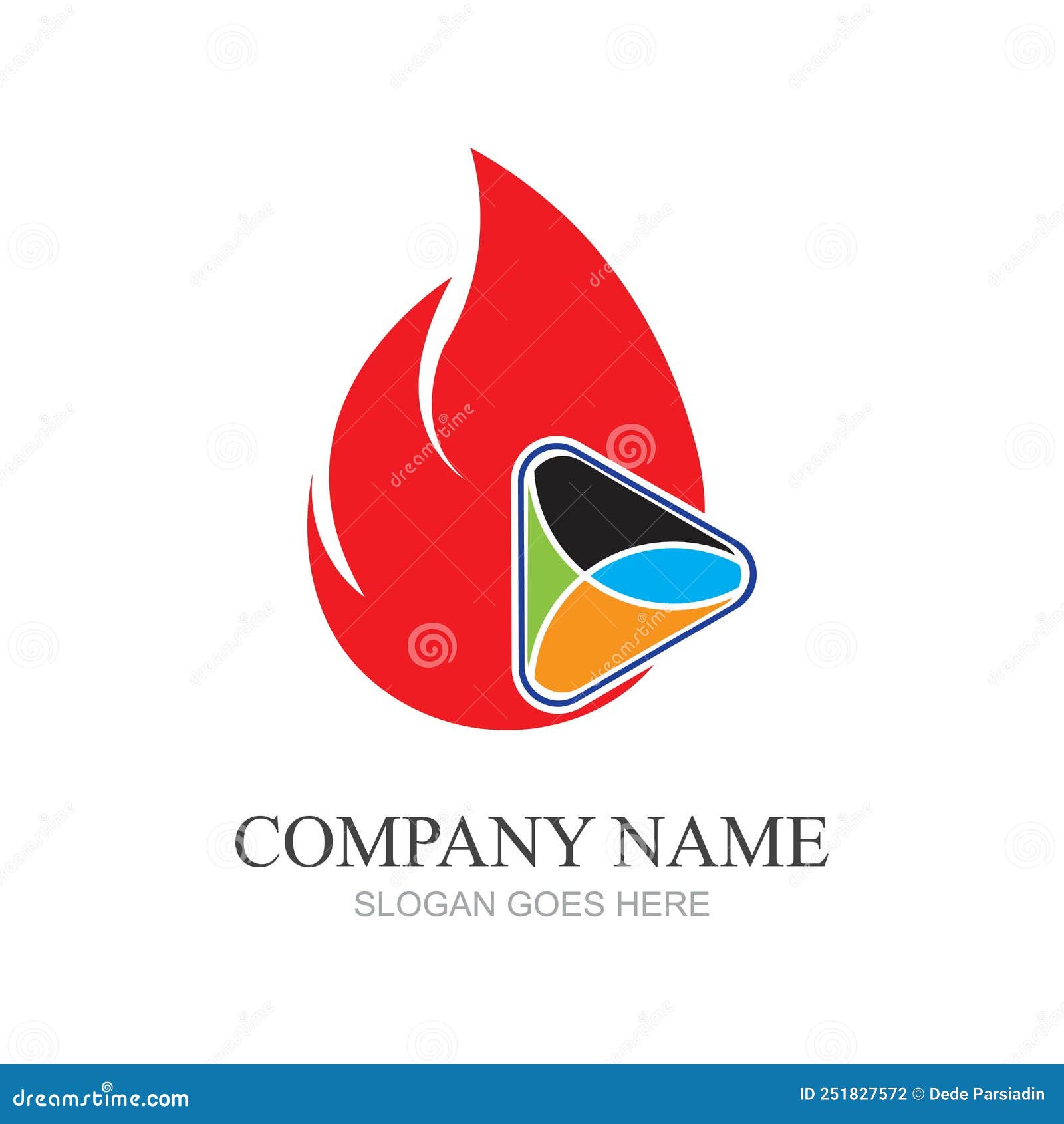 Fire and Play Button Logo Design Template Stock Vector - Illustration ...