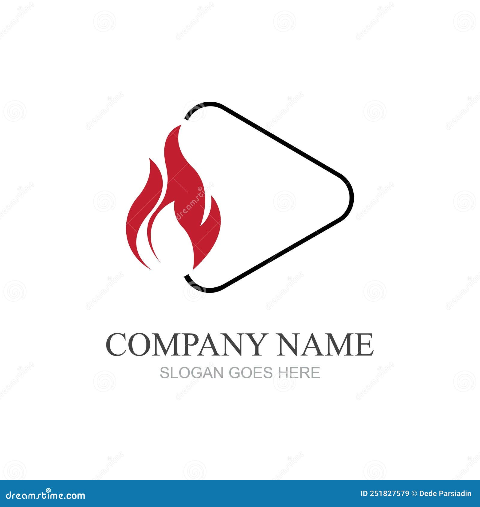 Fire and Play Button Logo Design Template Stock Vector - Illustration ...