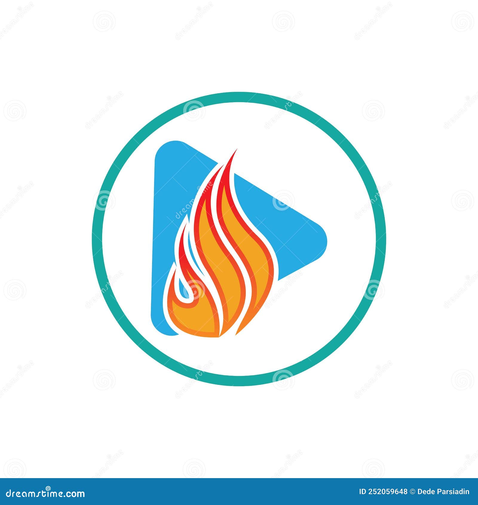 Fire and Play Button Logo Design Template Stock Vector - Illustration ...