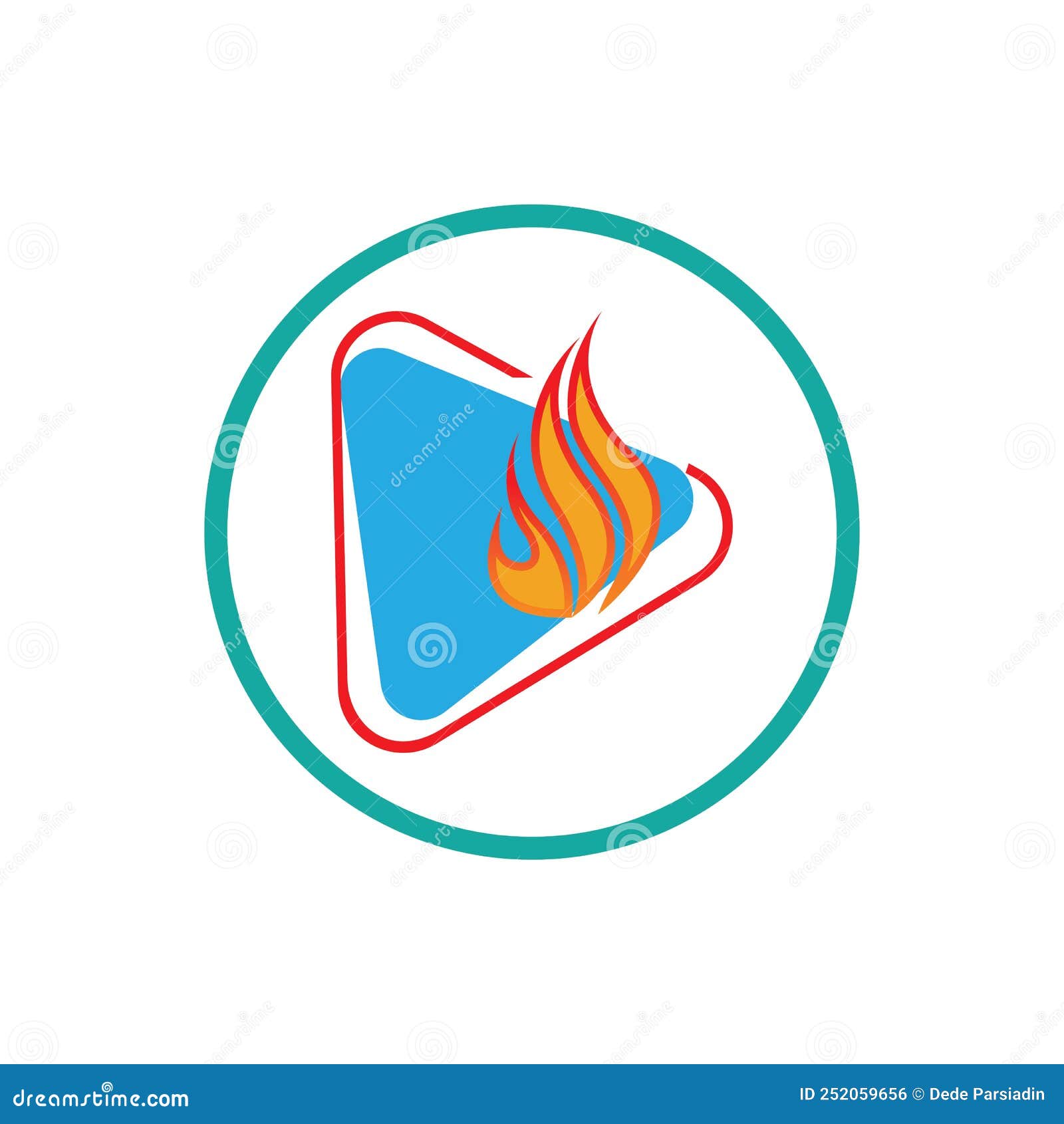 Fire and Play Button Logo Design Template Stock Vector - Illustration ...