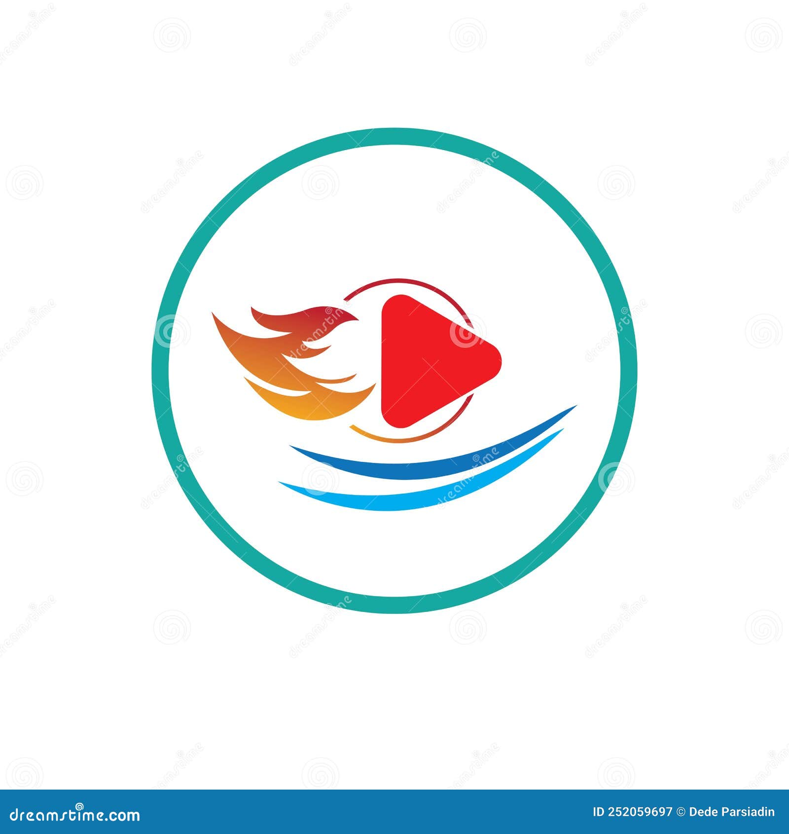 Fire and Play Button Logo Design Template Stock Vector - Illustration ...