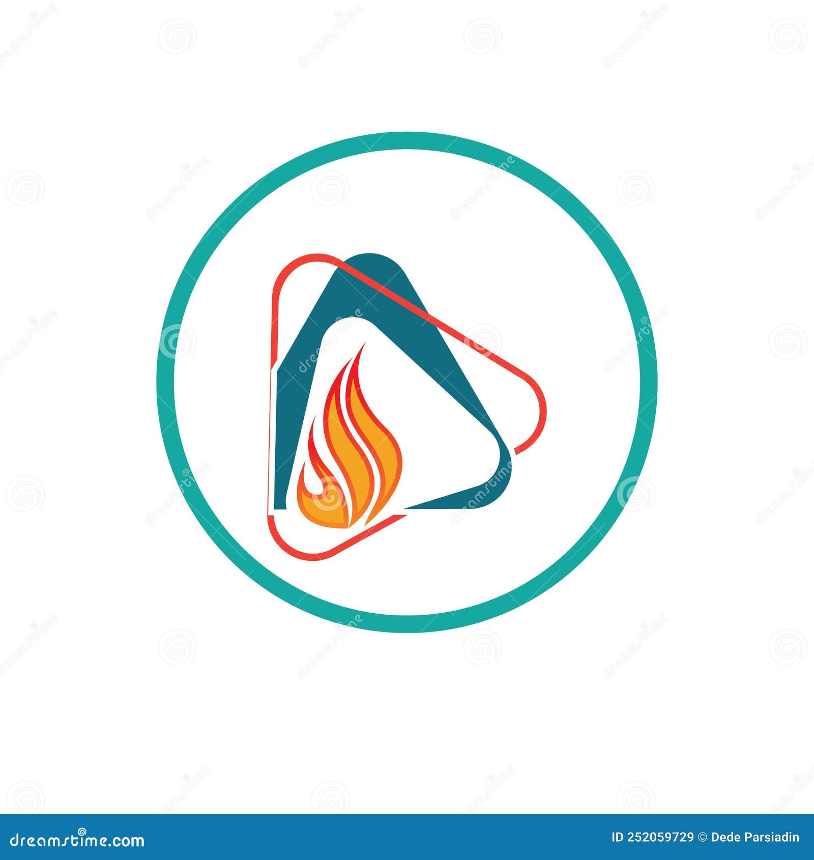 Fire and Play Button Logo Design Template Stock Vector - Illustration ...