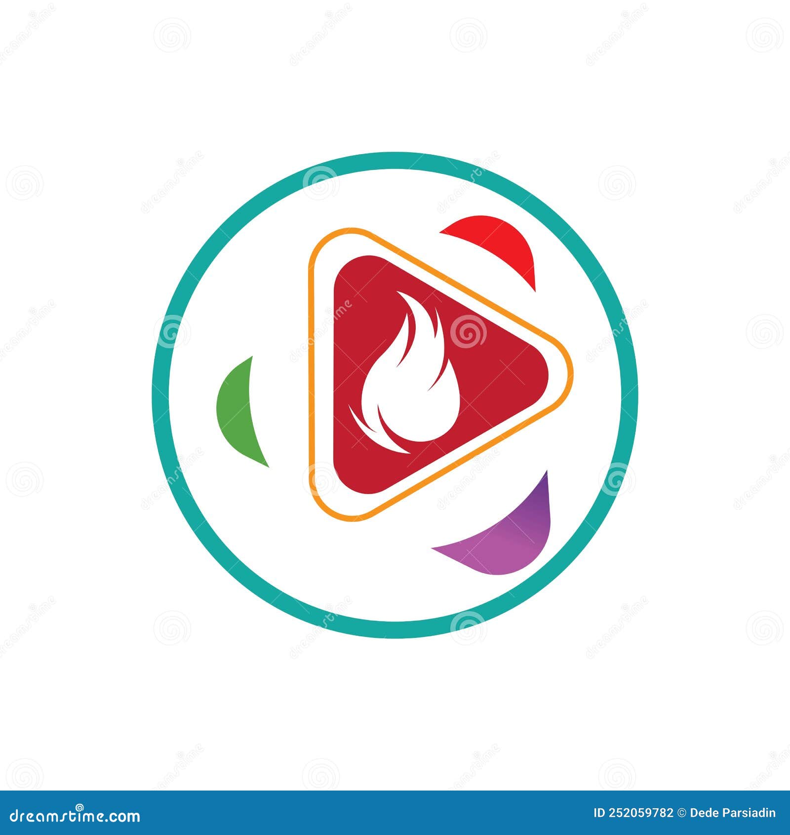 Fire and Play Button Logo Design Template Stock Vector - Illustration ...