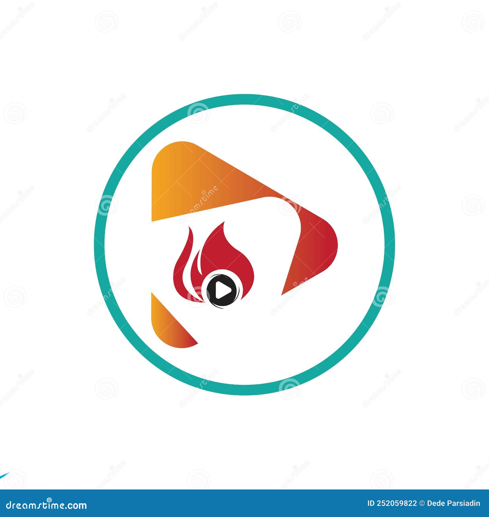 Fire and Play Button Logo Design Template Stock Vector - Illustration ...