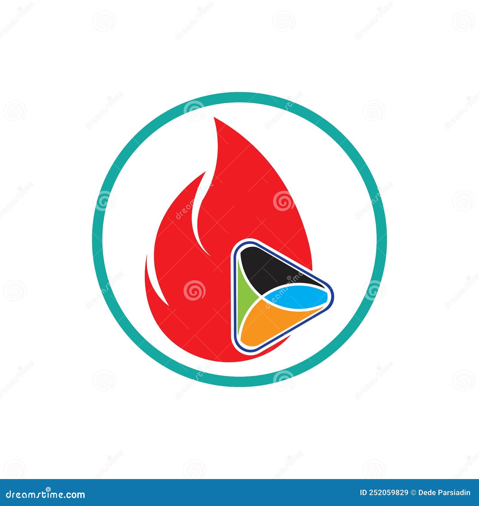 Fire and Play Button Logo Design Template Stock Vector - Illustration ...