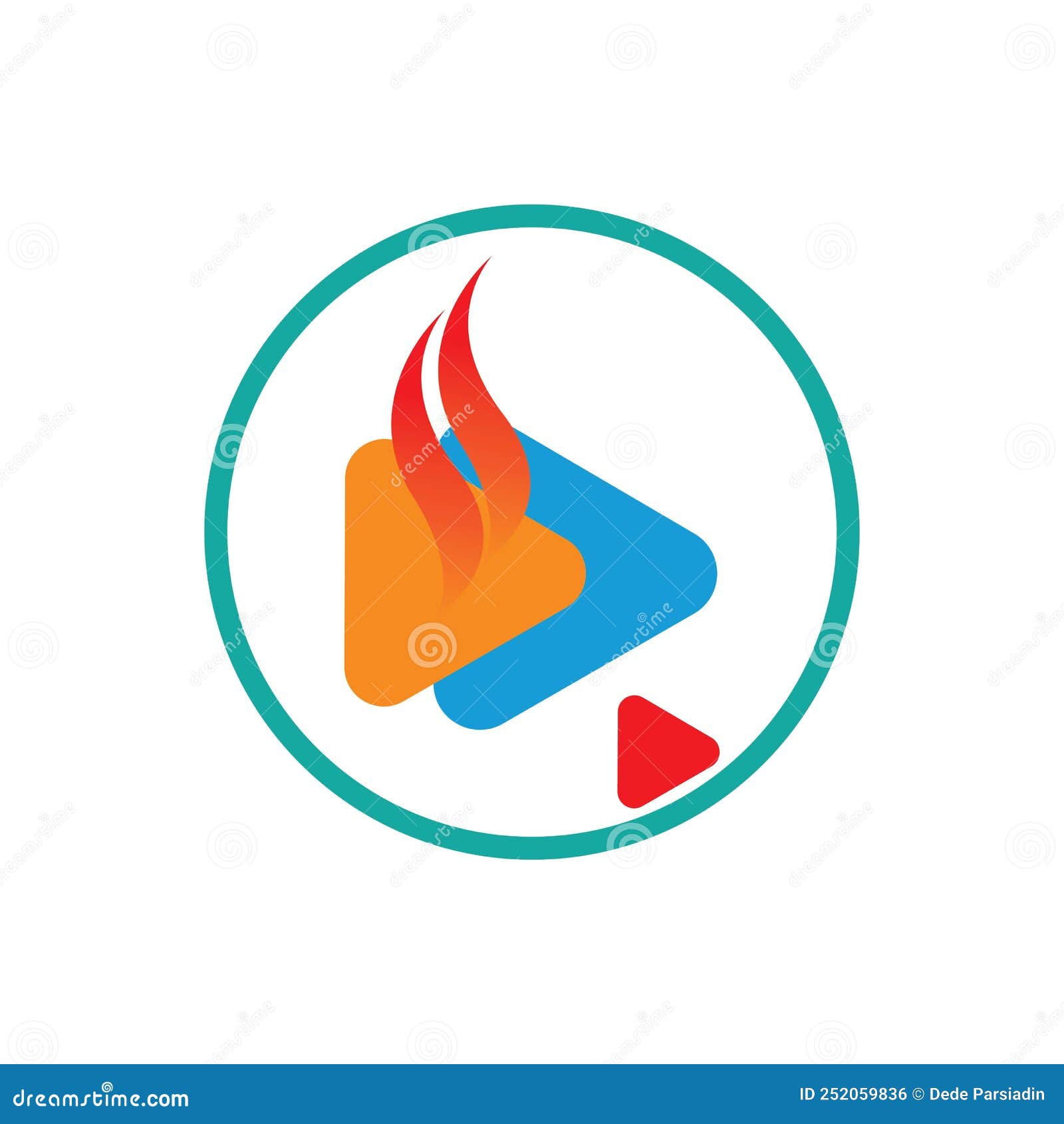 Fire and Play Button Logo Design Template Stock Vector - Illustration ...