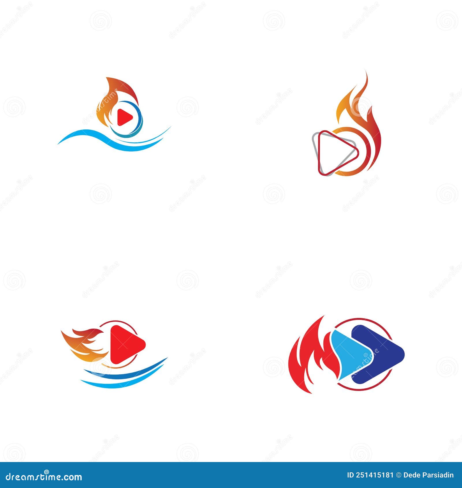 Fire and Play Button Logo Design Template Stock Vector - Illustration ...