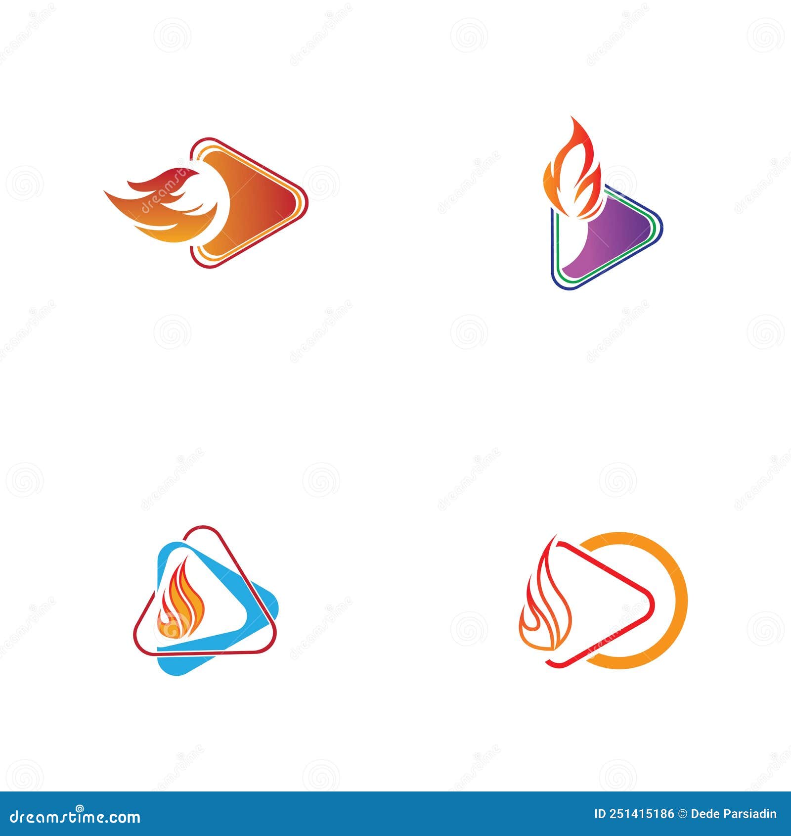 Fire and Play Button Logo Design Template Stock Vector - Illustration ...