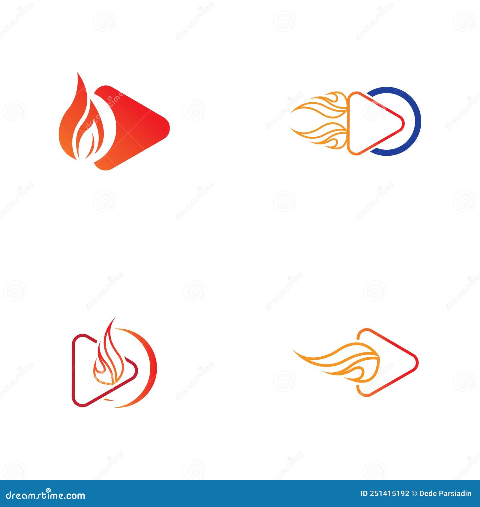 Fire and Play Button Logo Design Template Stock Vector - Illustration ...