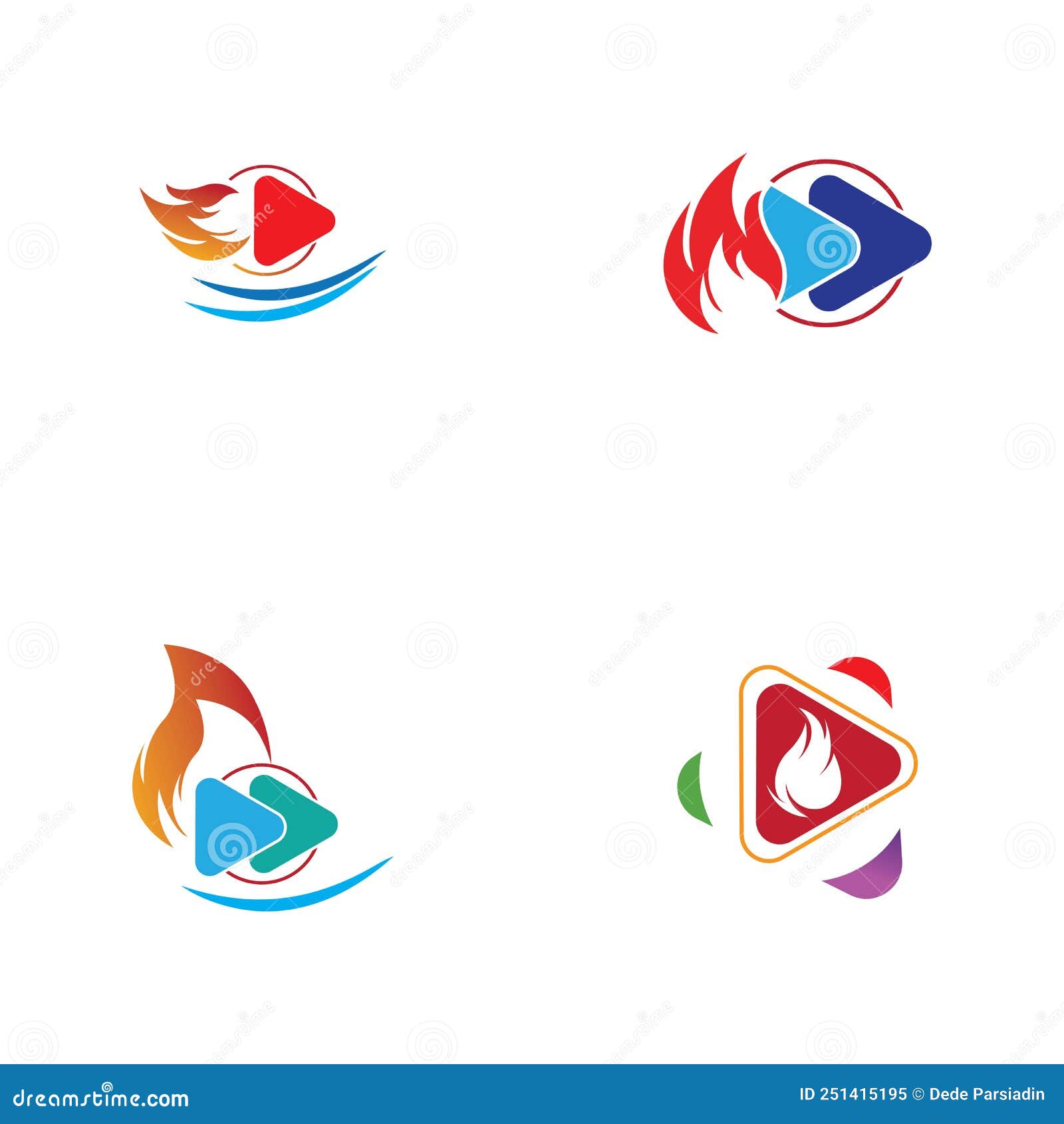 Fire and Play Button Logo Design Template Stock Vector - Illustration ...
