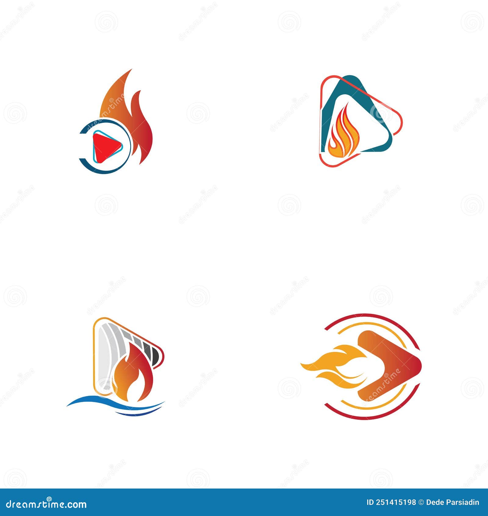Fire and Play Button Logo Design Template Stock Vector - Illustration ...