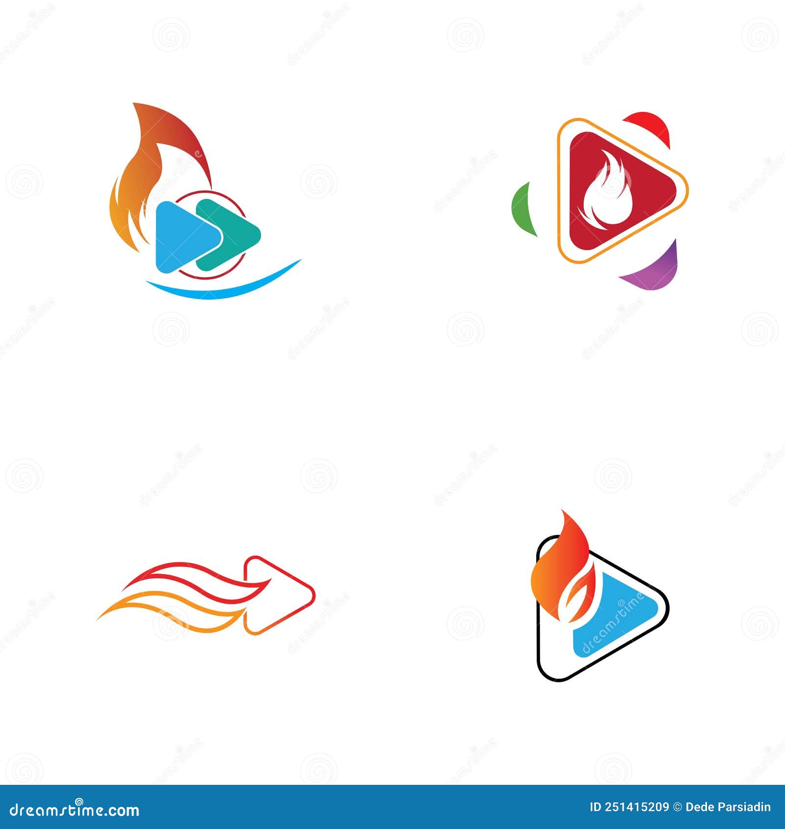 Fire and Play Button Logo Design Template Stock Vector - Illustration ...