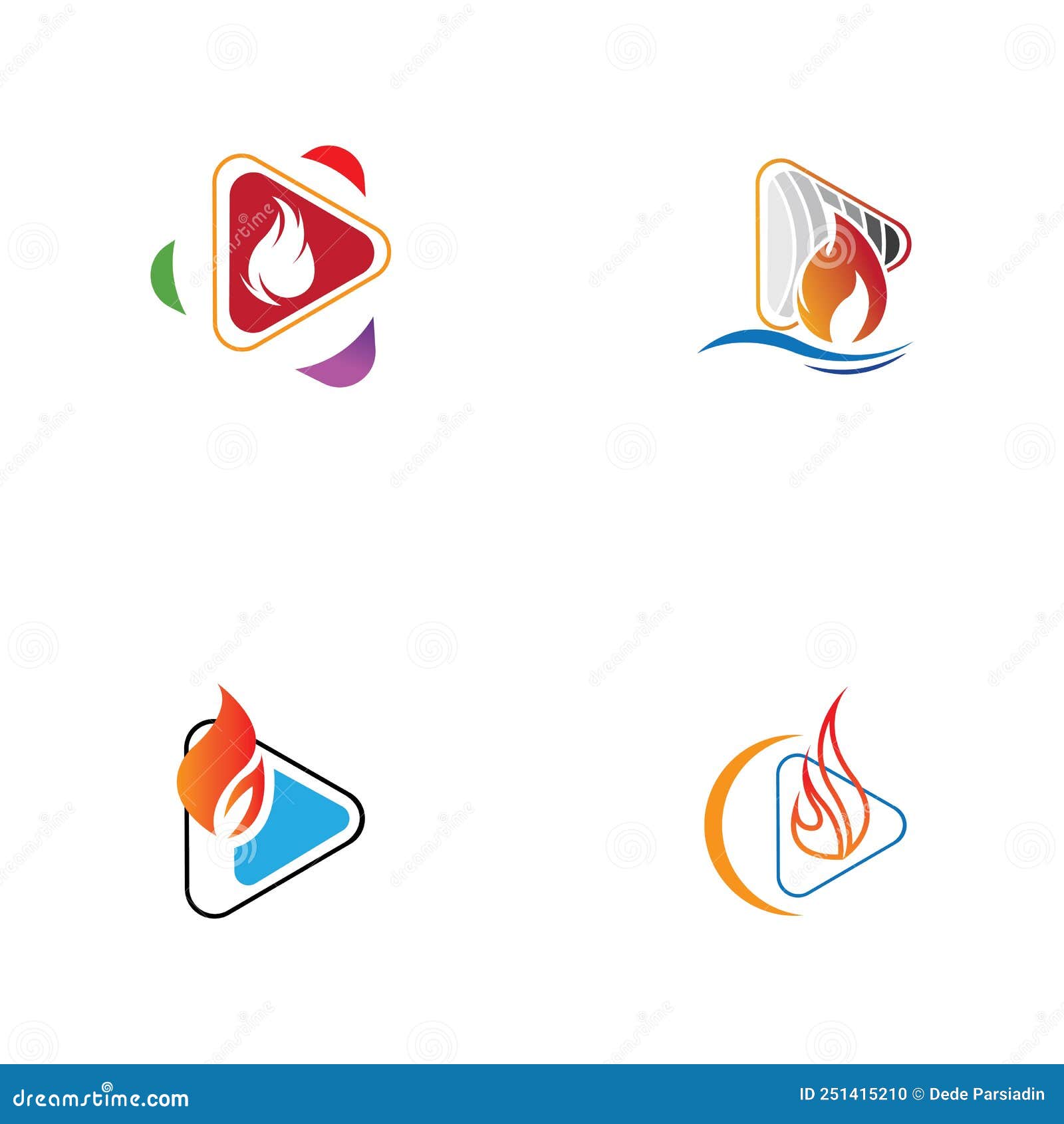 Fire and Play Button Logo Design Template Stock Vector - Illustration ...