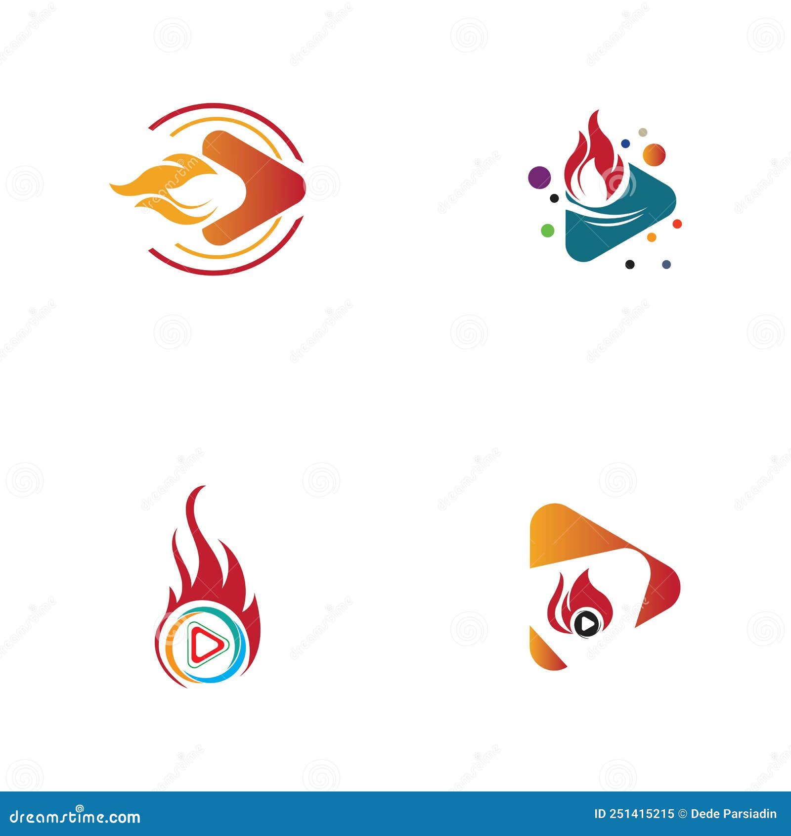 Fire and Play Button Logo Design Template Stock Vector - Illustration ...