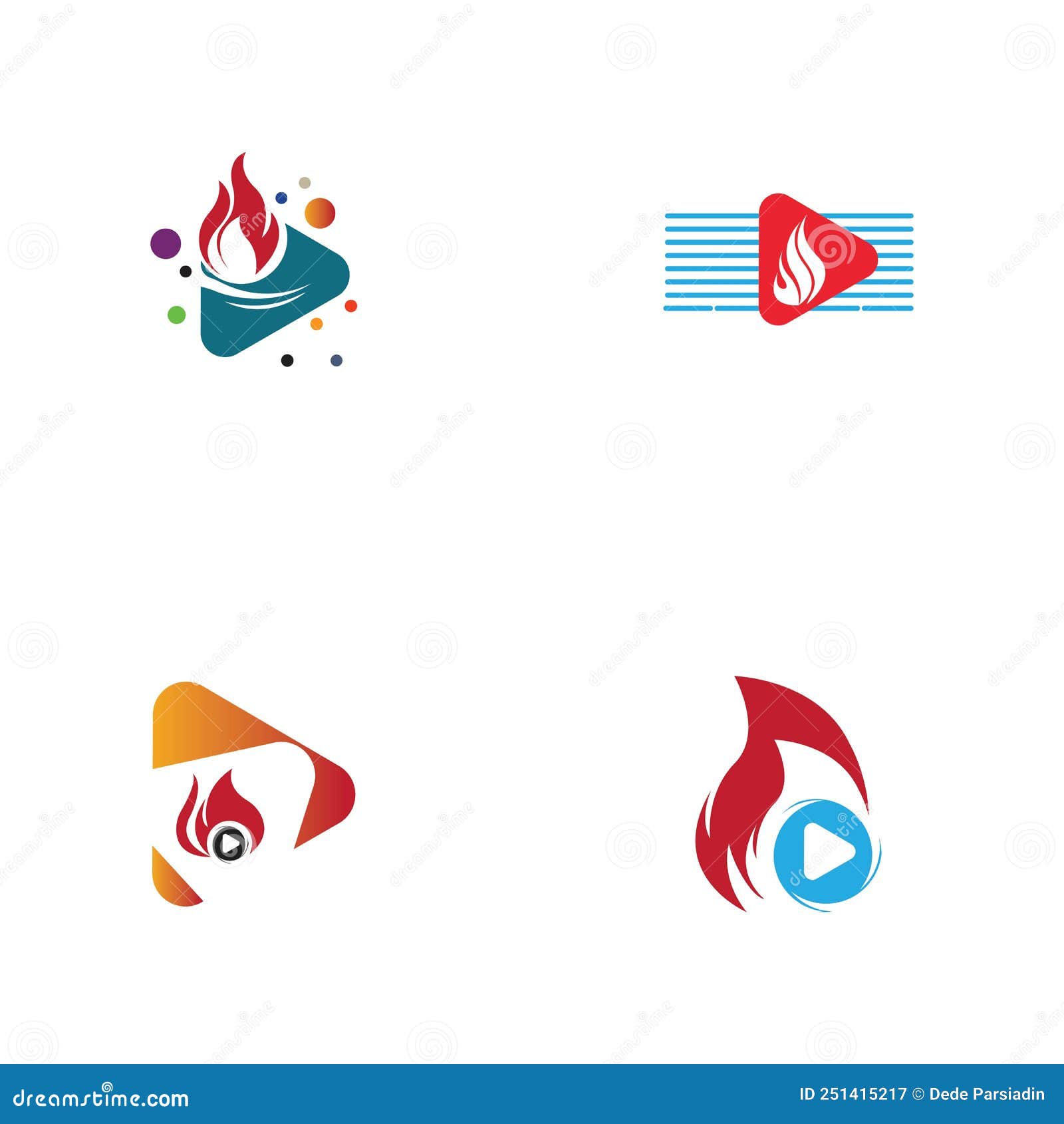 Fire and Play Button Logo Design Template Stock Vector - Illustration ...